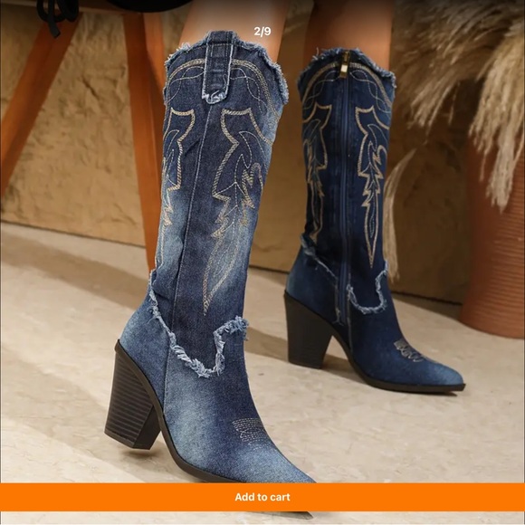 Cowgirl Tuff | Shoes | Blue Jean Cowgirl Boots With Chunky Heelsfringe ...
